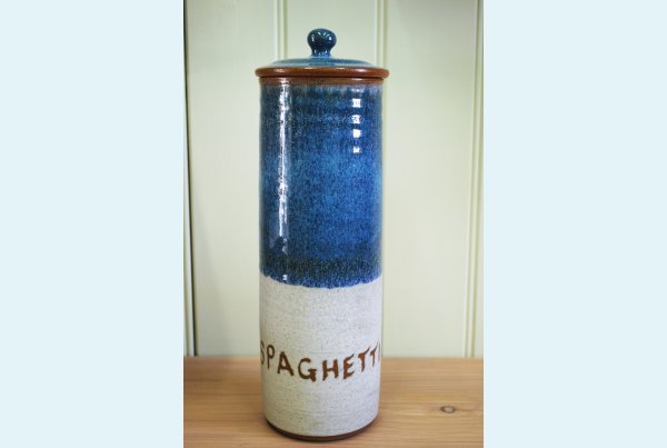 Spaghetti Jar in Cobalt Blue and Light Oatmeal | Canterbury Pottery