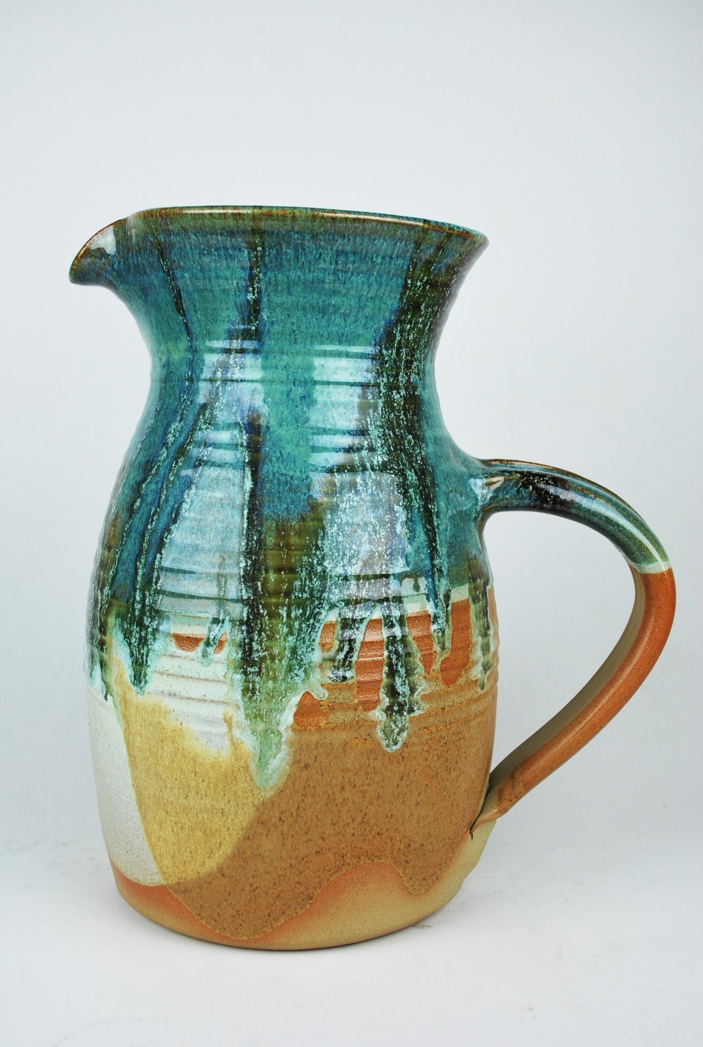 2.2 Pint Jug Green & Brown Splashes | Canterbury Pottery