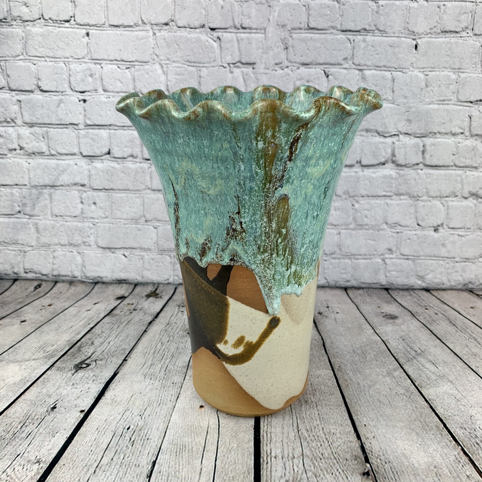 Wide Necked Fluted Vase | Canterbury Pottery