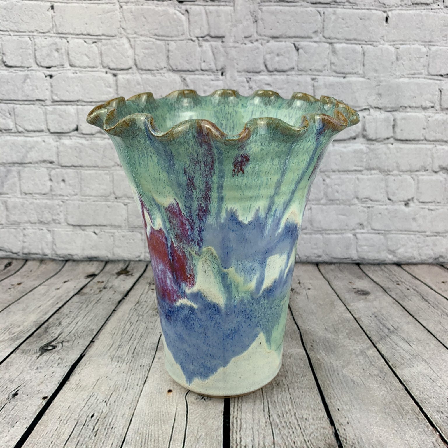 Wide Necked Fluted Vase | Canterbury Pottery